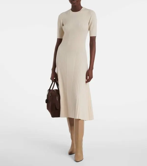 JOSEPH Ribbed-knit Wool Midi Dress