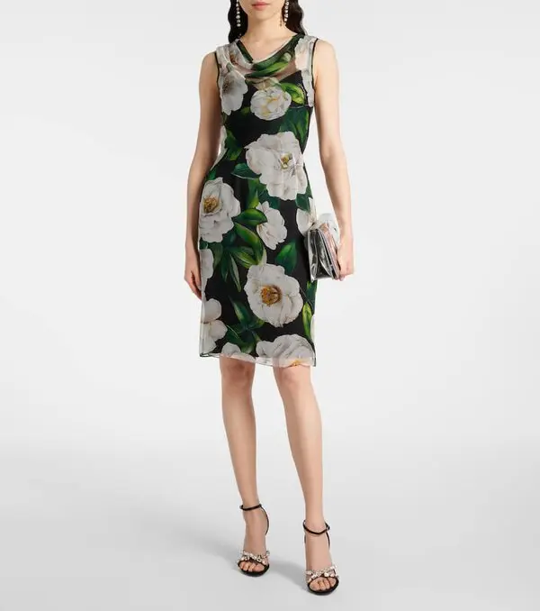 Dolce & Gabbana Floral Silk Chiffon Cocktail Dress