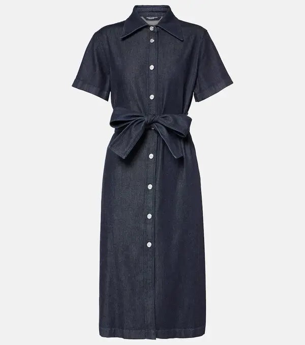 Dolce & Gabbana Belted Denim Shirt Dress - Blue