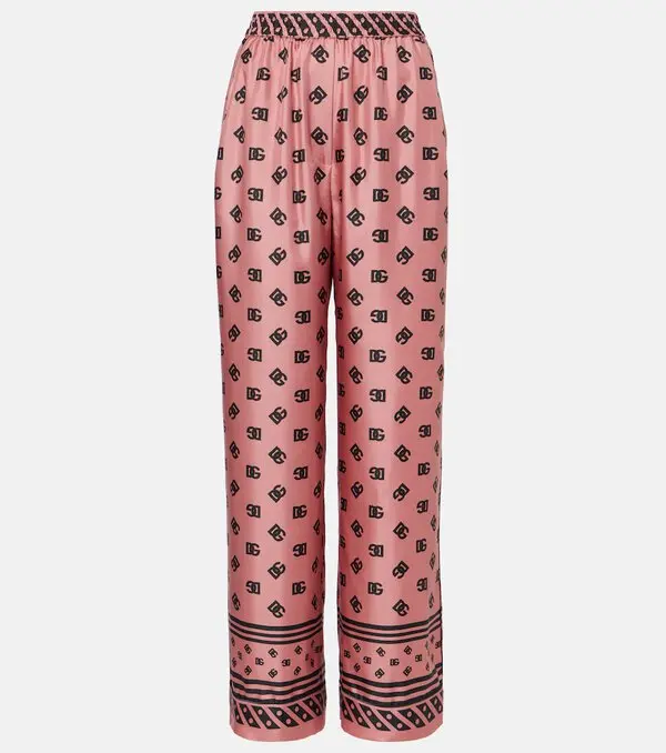 Dolce & Gabbana Dg Silk Satin Palazzo Pants - Pink