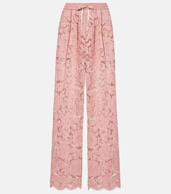 Dolce & Gabbana Lace Wide-leg Pants - Pink