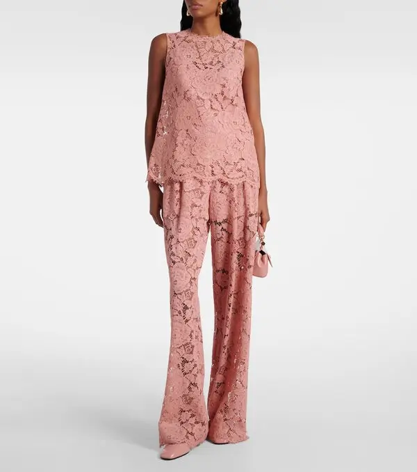 Dolce & Gabbana Lace Wide-leg Pants - Pink