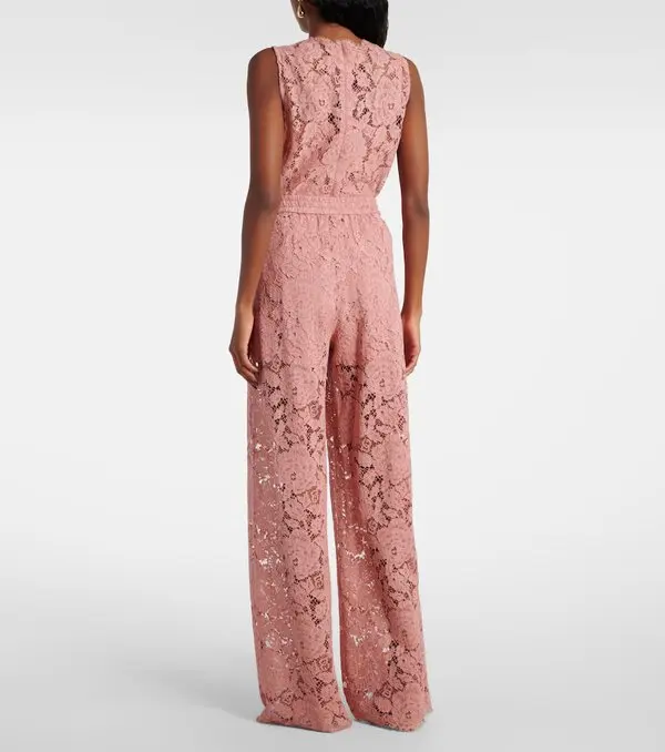 Dolce & Gabbana Lace Wide-leg Pants - Pink