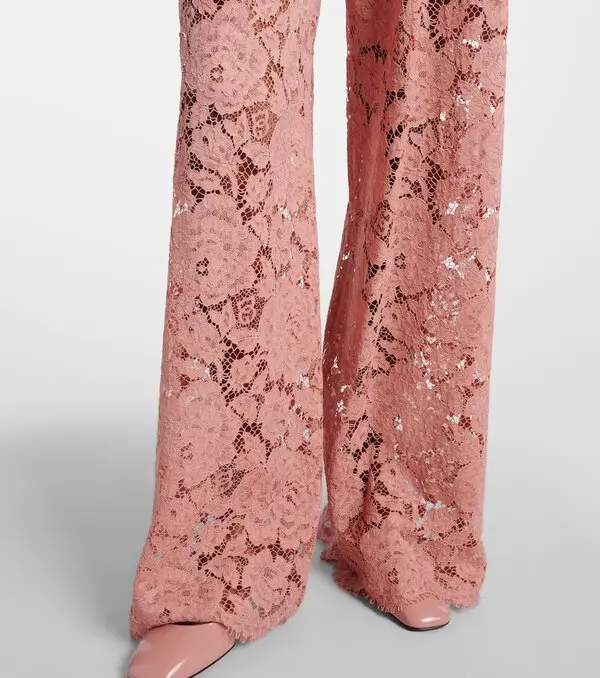 Dolce & Gabbana Lace Wide-leg Pants - Pink