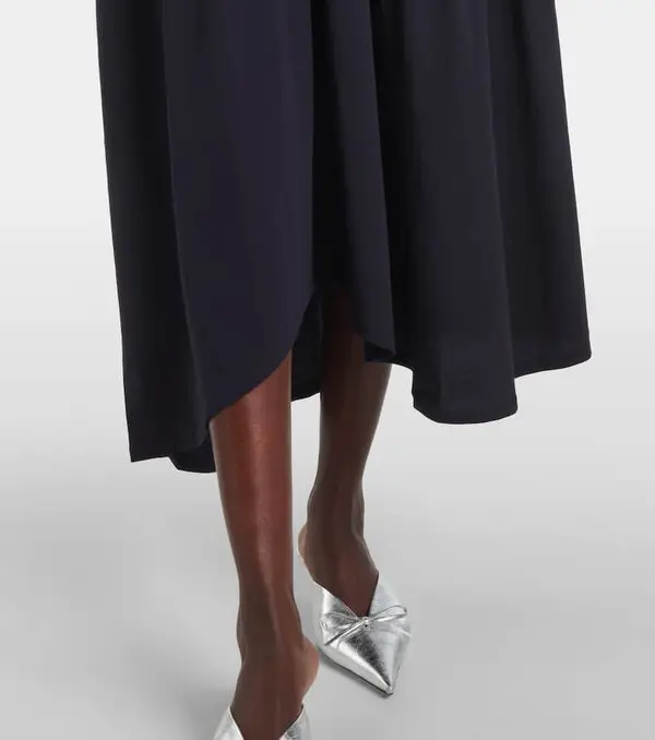 FRAME Gathered Paneled Cotton Midi Dress