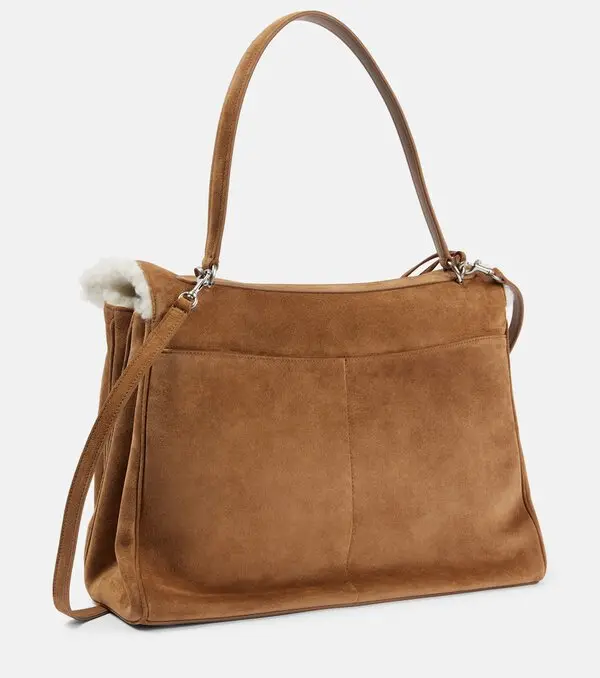 Balenciaga Rodeo Large Shearling-lined Shoulder Bag