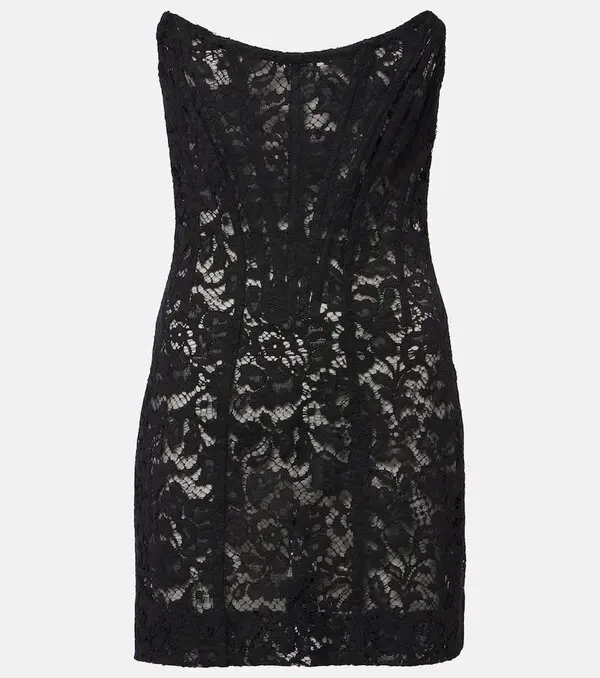 Dolce & Gabbana Floral Cotton-blend Lace Minidress - Black