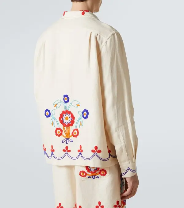 BODE Garden Party Beaded Linen Shirt