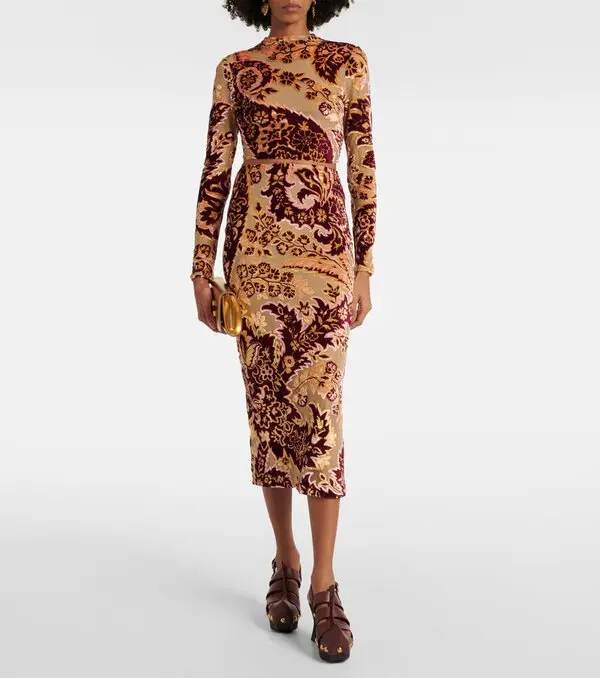 Etro Paisley Tulle And Velvet Jacquard Crop Top - Beige
