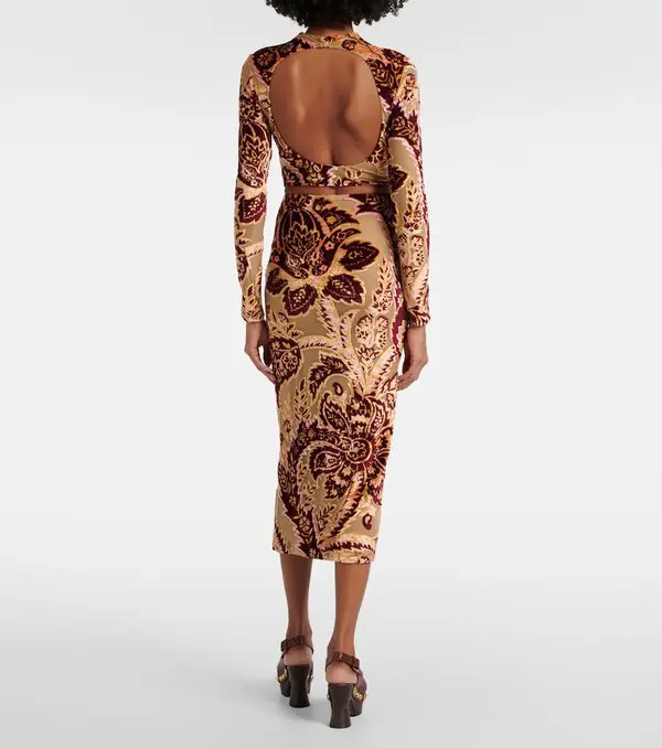 Etro Paisley Tulle And Velvet Jacquard Crop Top - Beige