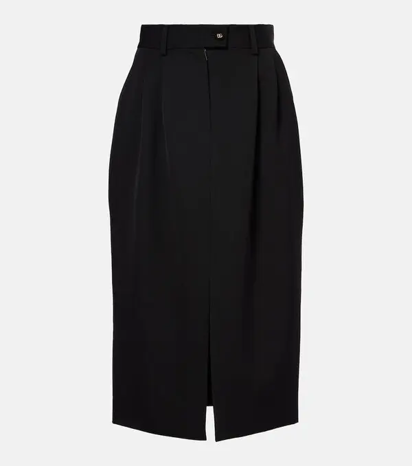 Dolce & Gabbana Virgin Wool Midi Skirt - Black
