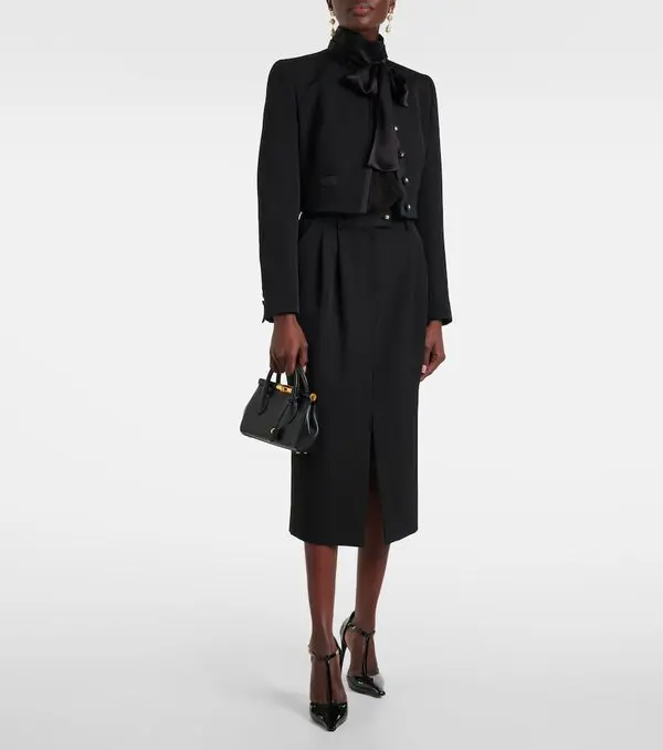 Dolce & Gabbana Virgin Wool Midi Skirt - Black