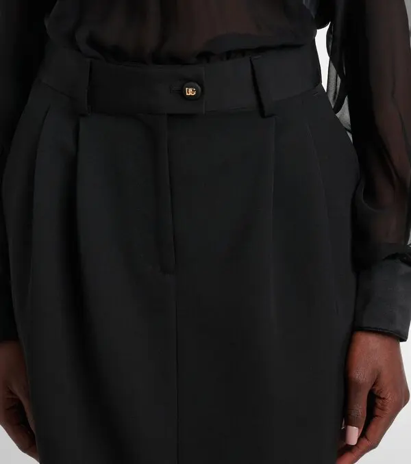 Dolce & Gabbana Virgin Wool Midi Skirt - Black