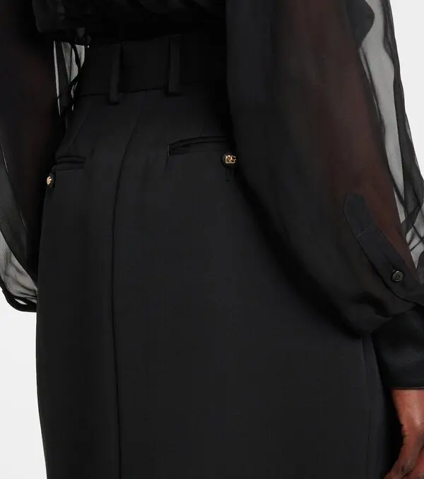 Dolce & Gabbana Virgin Wool Midi Skirt - Black
