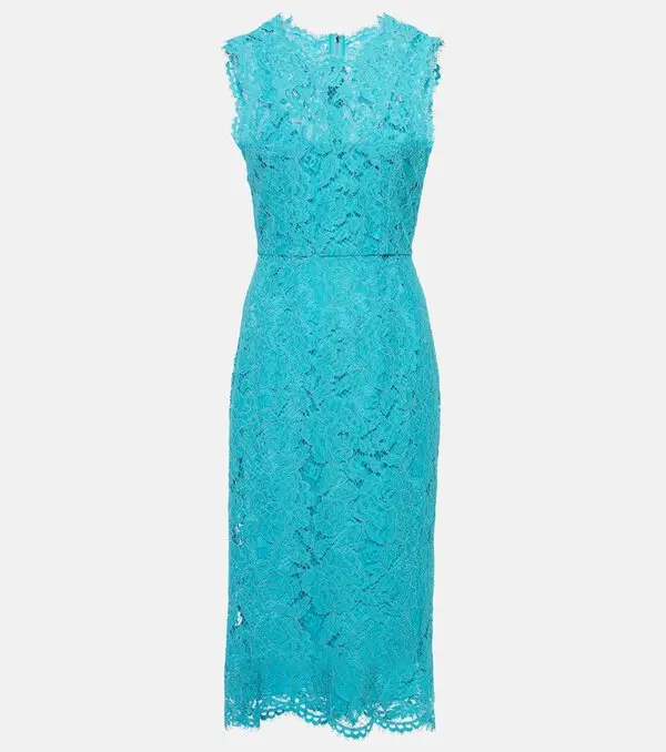 Dolce & Gabbana Cotton-blend Lace Midi Dress - Blue