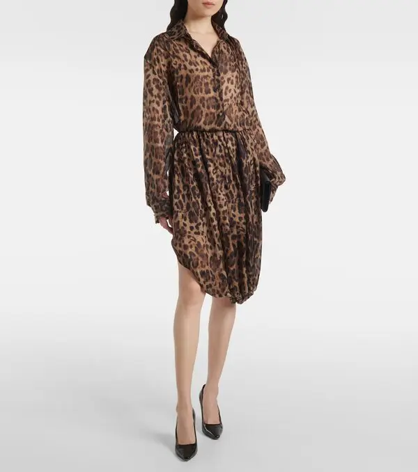 JACQUES WEI Leopard-print Chiffon Midi Skirt