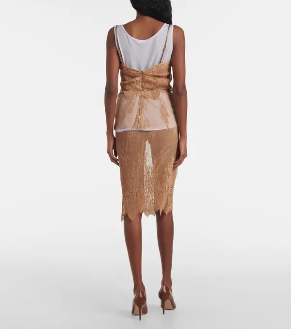 JACQUES WEI Layered Jersey And Lace Top