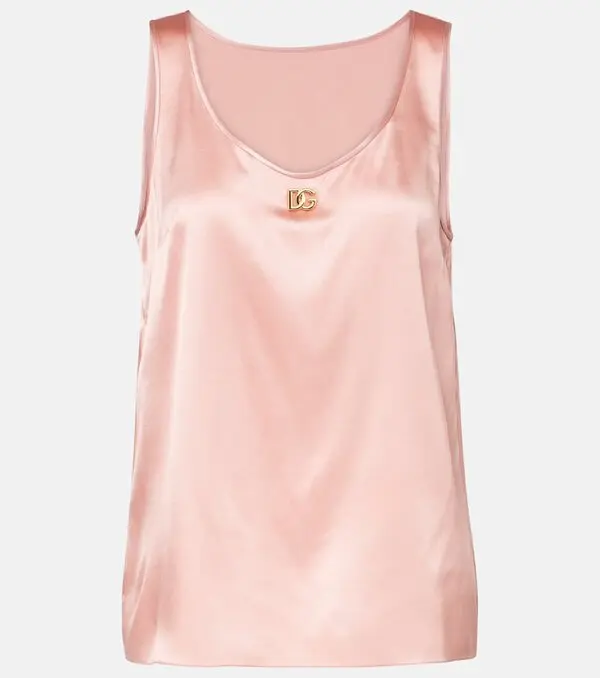 Dolce & Gabbana Dg Silk-blend Satin Top - Pink