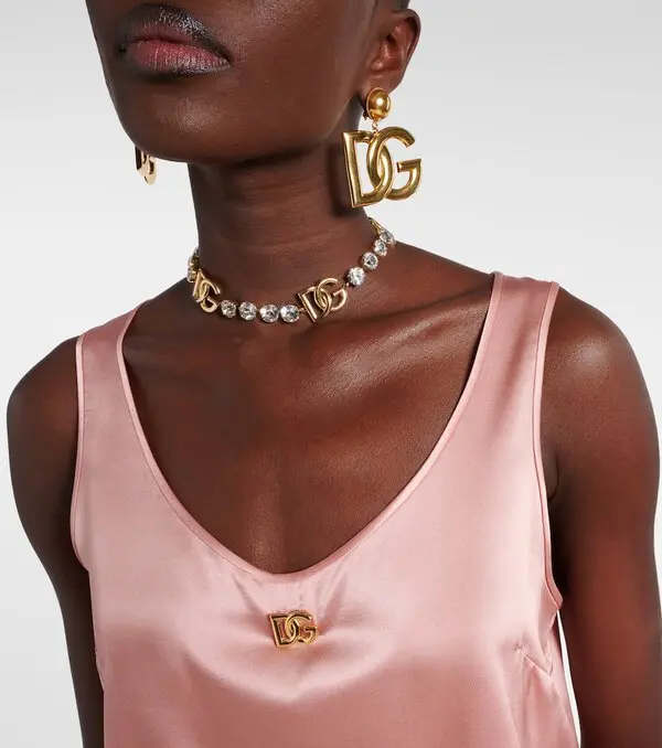 Dolce & Gabbana Dg Silk-blend Satin Top - Pink