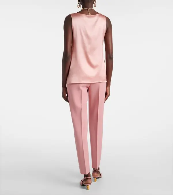 Dolce & Gabbana Dg Silk-blend Satin Top - Pink