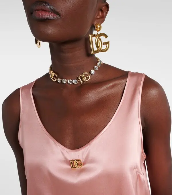 Dolce & Gabbana Dg Silk-blend Satin Top - Pink