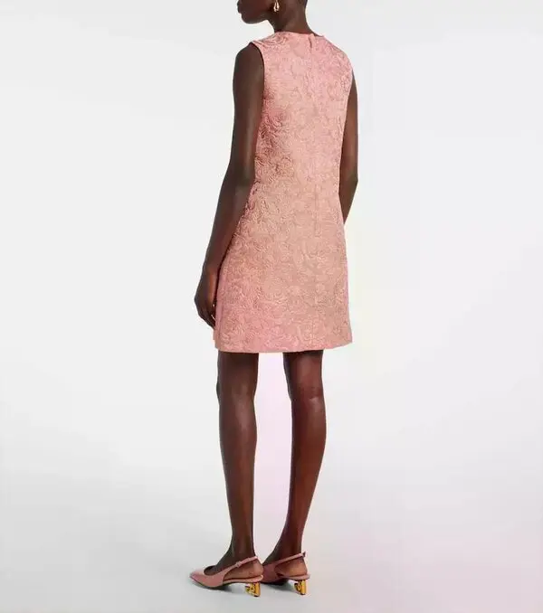 Dolce & Gabbana Floral Matelassé Jacquard Minidress - Pink