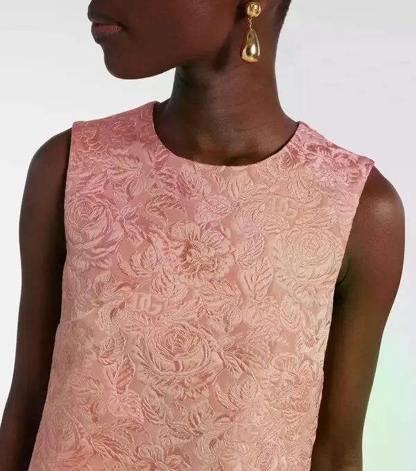 Dolce & Gabbana Floral Matelassé Jacquard Minidress - Pink