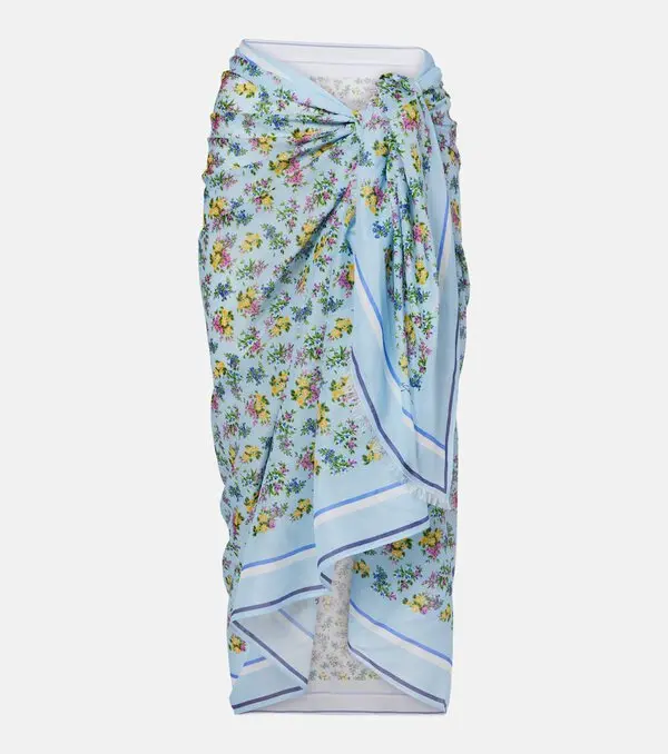 Dolce & Gabbana Floral Cotton Beach Cover-up - Blue