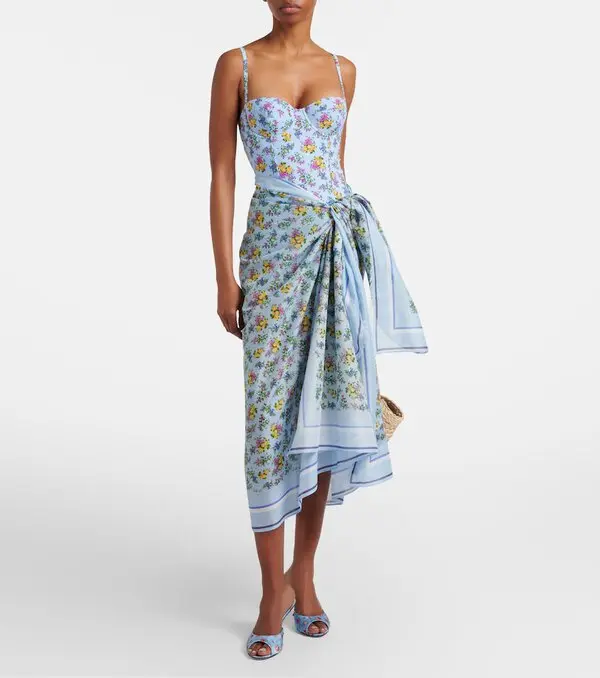 Dolce & Gabbana Floral Cotton Beach Cover-up - Blue