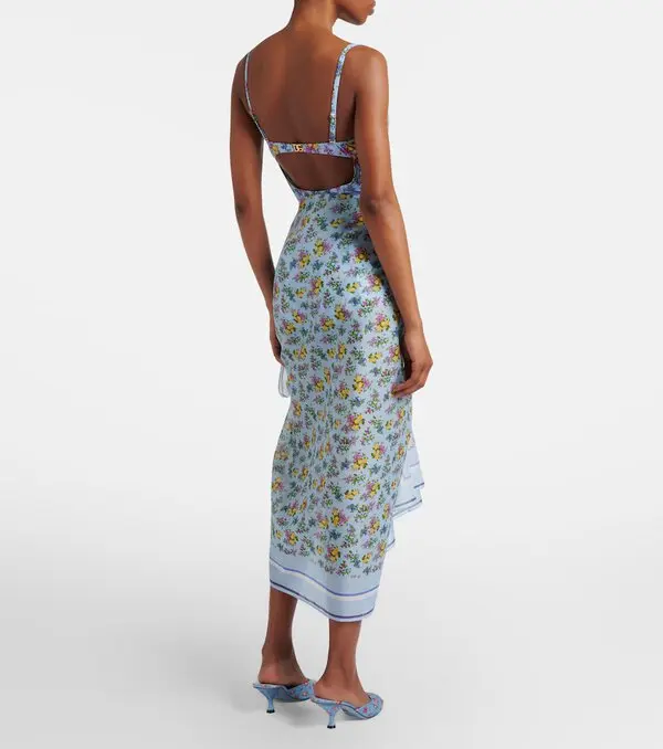 Dolce & Gabbana Floral Cotton Beach Cover-up - Blue