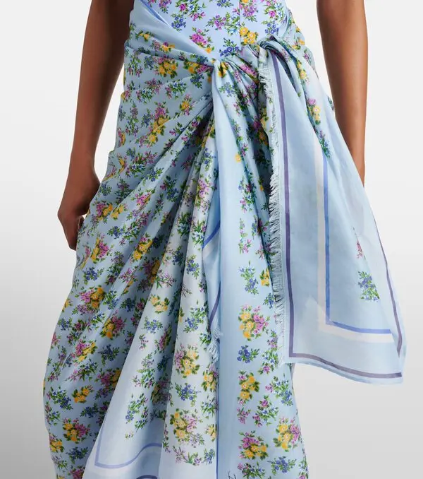 Dolce & Gabbana Floral Cotton Beach Cover-up - Blue