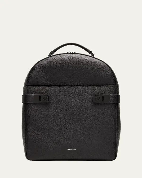 FERRAGAMO Twins Leather Backpack - Nero