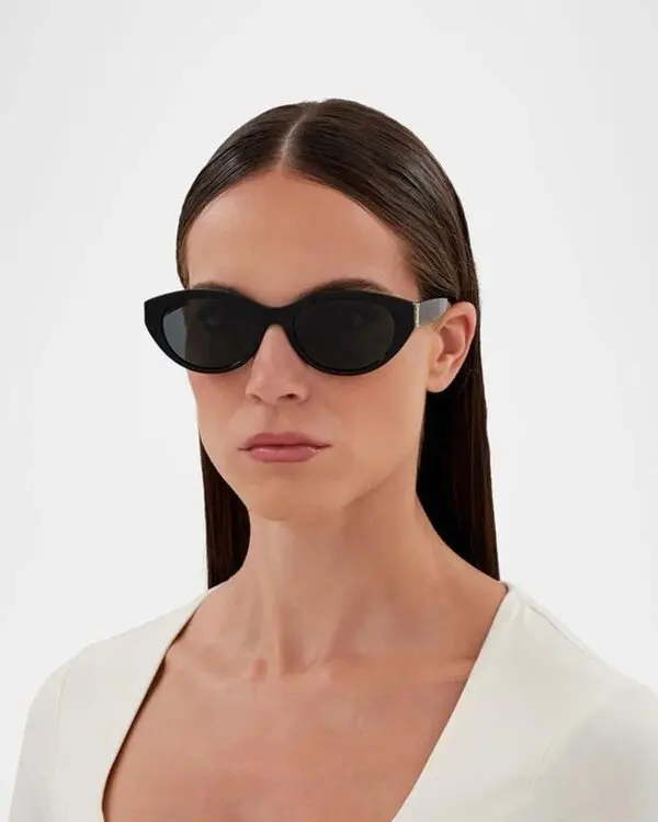 Saint Laurent Recycled Acetate Round Sunglasses - Black