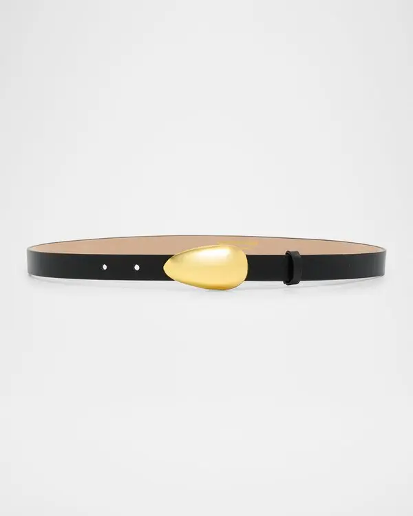 HEAVEN MAYHEM Bean Buckle Leather Belt - Black Gold