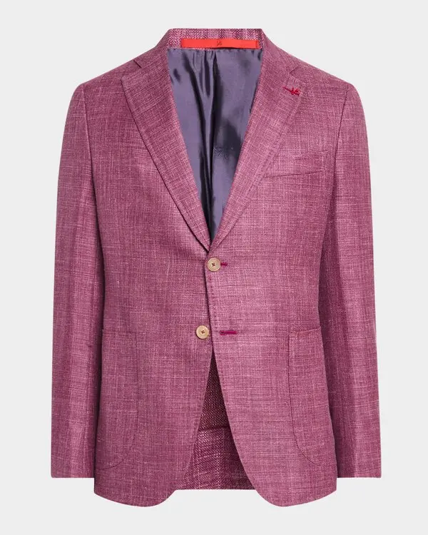 Isaia Textured Wool-blend Blazer - Bright Pur