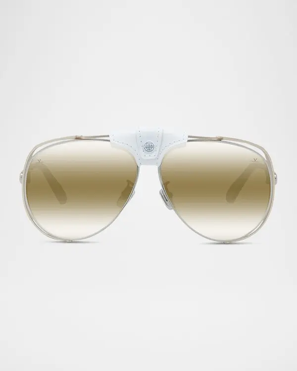 Vuarnet Arctic Titanium Aviator Sunglasses - Palladium White Matte Light Gold