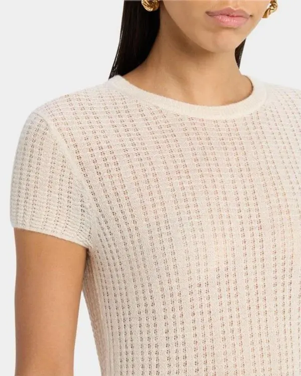 Vince Crewneck Waffle-knit Top