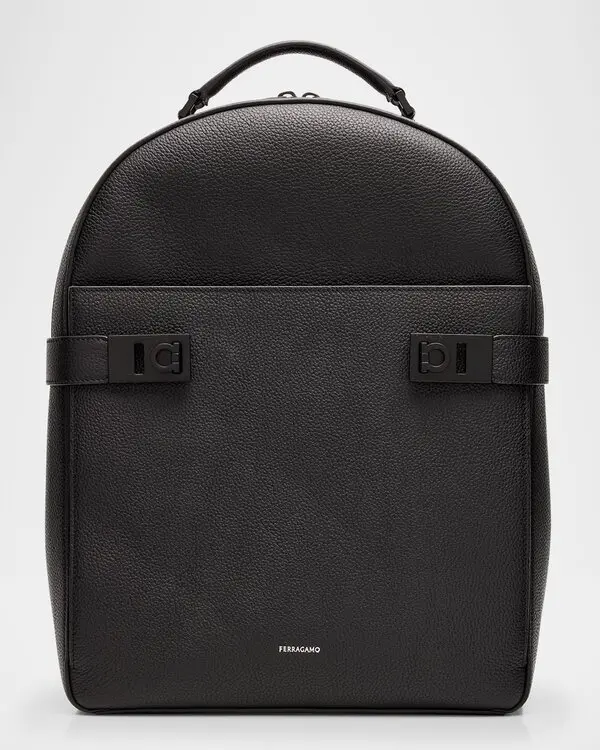 FERRAGAMO Twins Leather Backpack - Nero