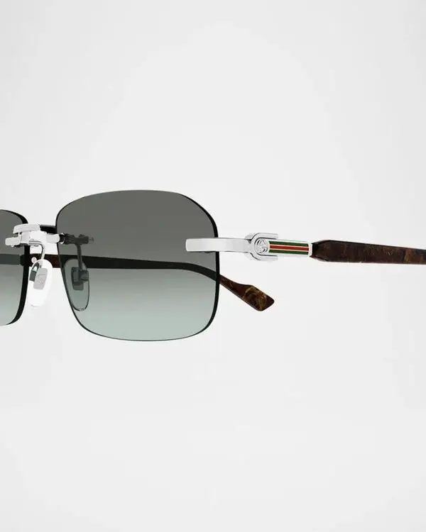 Gucci Gg1221sm Rimless Rectangle Sunglasses - Shiny Silver