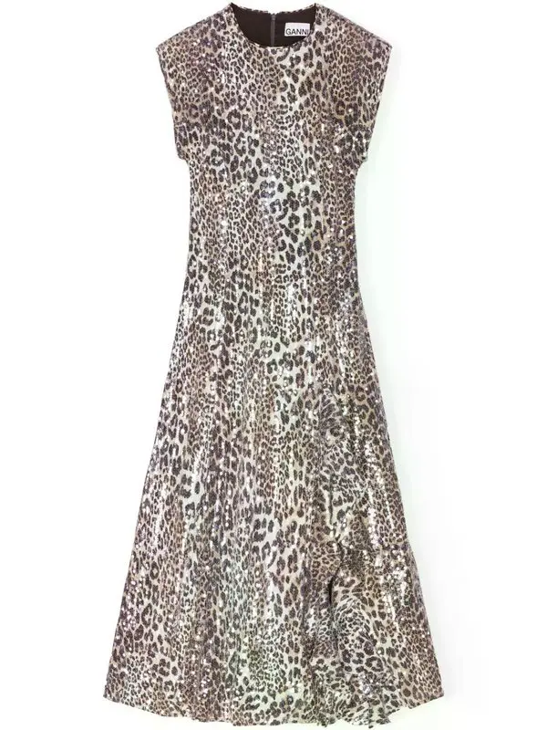 GANNI Leopard-print Midi Dress