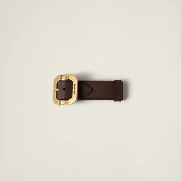 Miu Miu Leather Buckled Bracelet - Briarwood | Editorialist