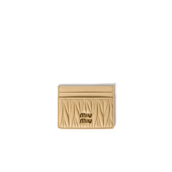 Miu Miu Matelassé Nappa Leather Card Holder - Soy Green