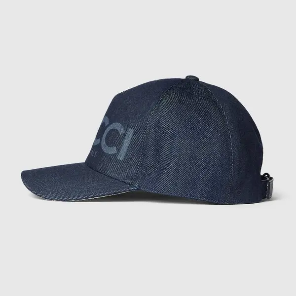Gucci Lasered Denim Baseball Hat - Blue | Editorialist display picture 3