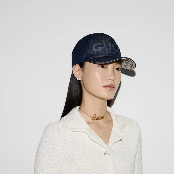 Gucci Lasered Denim Baseball Hat - Blue | Editorialist