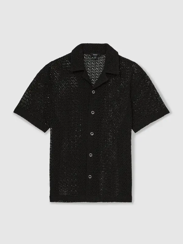 REISS Sterling Crochet Cuban-collar Shirt