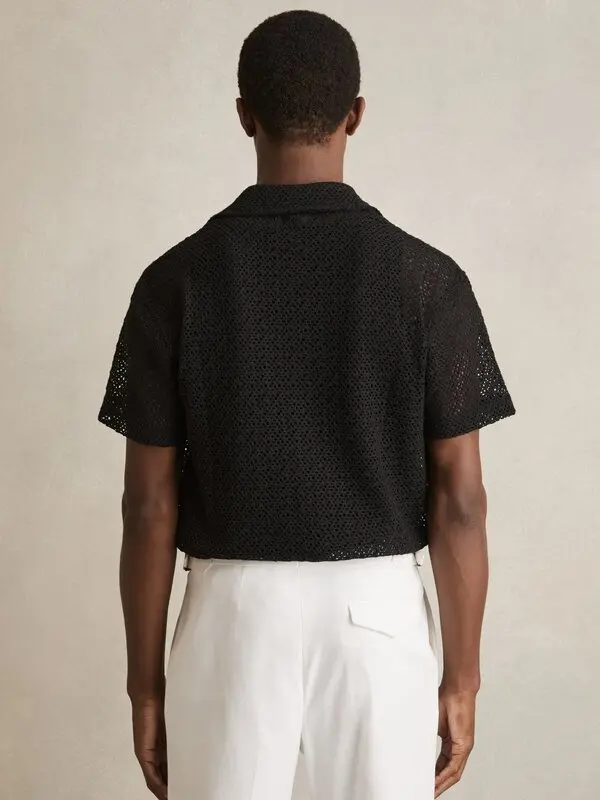 REISS Sterling Crochet Cuban-collar Shirt