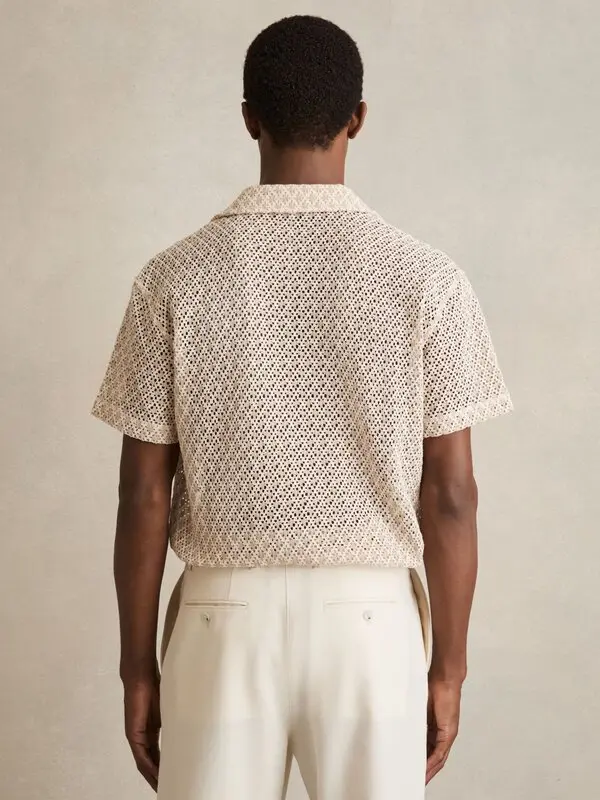 REISS Sterling Crochet Cuban-collar Shirt
