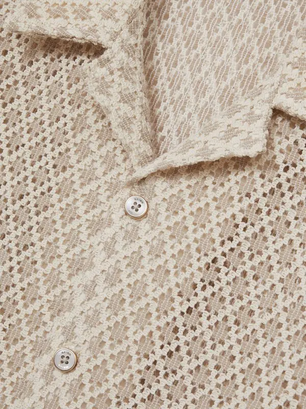 REISS Sterling Crochet Cuban-collar Shirt