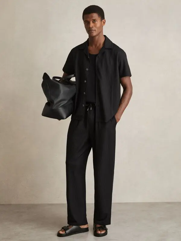 REISS Warwick Textured-knit Cuban-collar Shirt