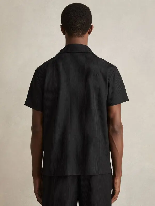 REISS Warwick Textured-knit Cuban-collar Shirt